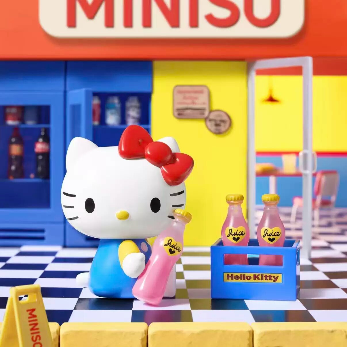 MINISO Hello Kitty Ретро Ресторан Серия Сюрприз Коробка Фигурка Газировка Диндон Подтвержденная Открытая Коллекционная