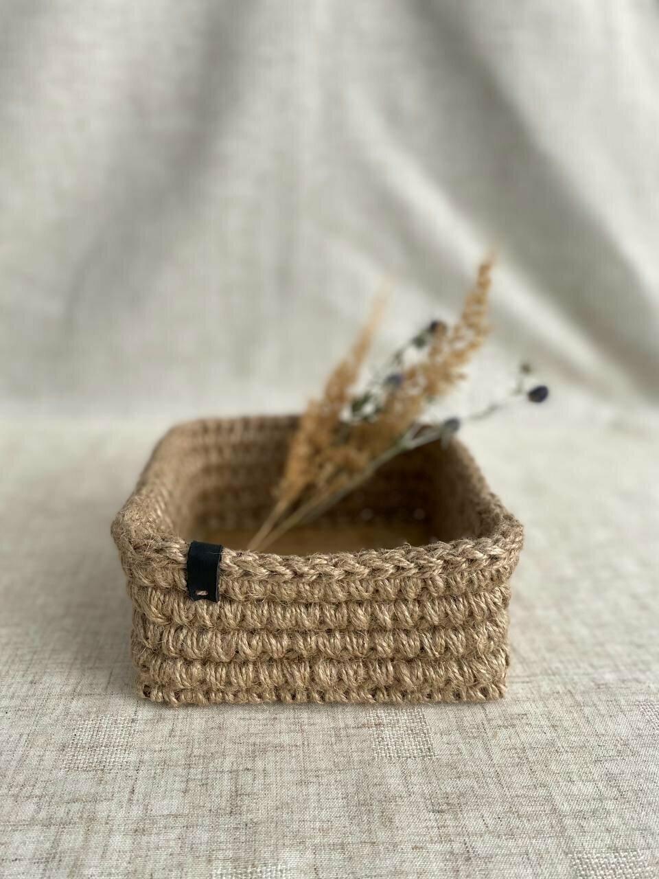 Корзина для хранения ручной работы из джута 16*16