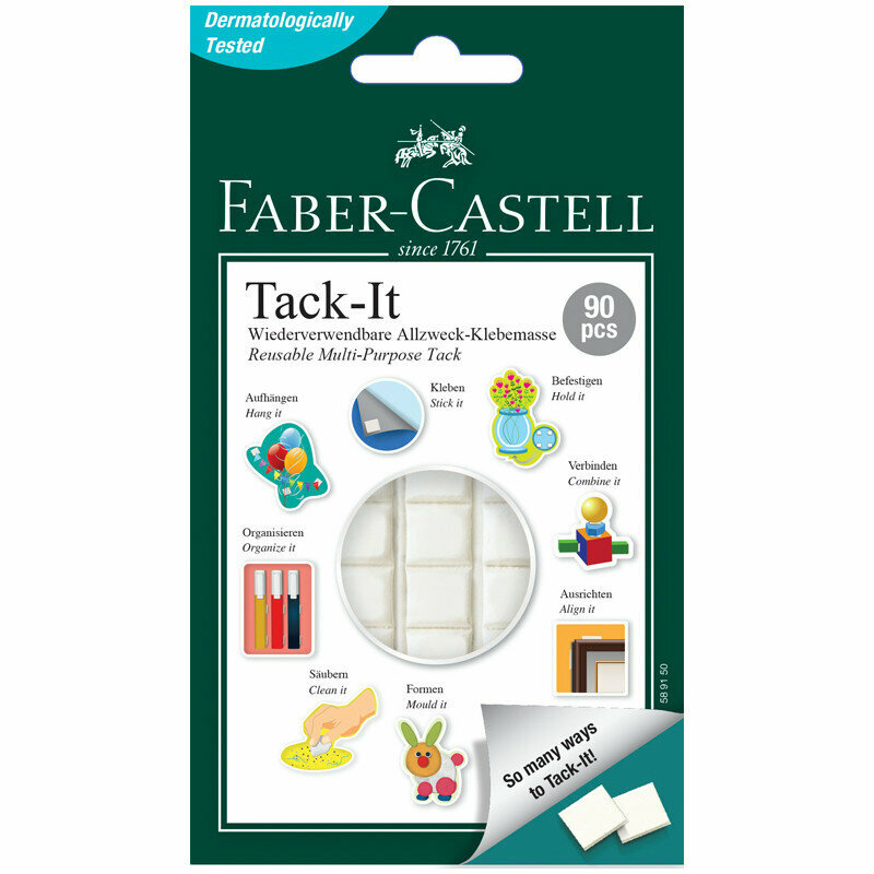 Масса для приклеивания Faber-Castell "Tack-It", 90 кубиков, 50г, картон. уп, европодвес, 286598