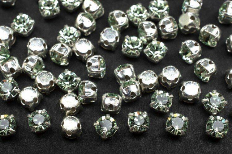 Шатоны Preciosa Maxima 4мм в оправе, цвет chrysolit DF/silver, 63-046, 10шт