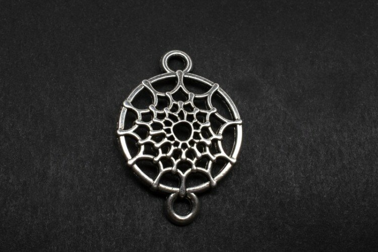 Коннектор-соединитель 1х1 Ловец снов 33х23х4,5мм, отверстие 3мм, цвет античное серебро, сплав металлов, 14-153, 1шт