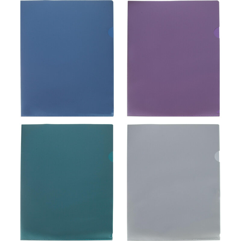 Папка уголок Attache Metallics А4 200мкм 4шт/уп (срн/зел/сер/син) 1688155