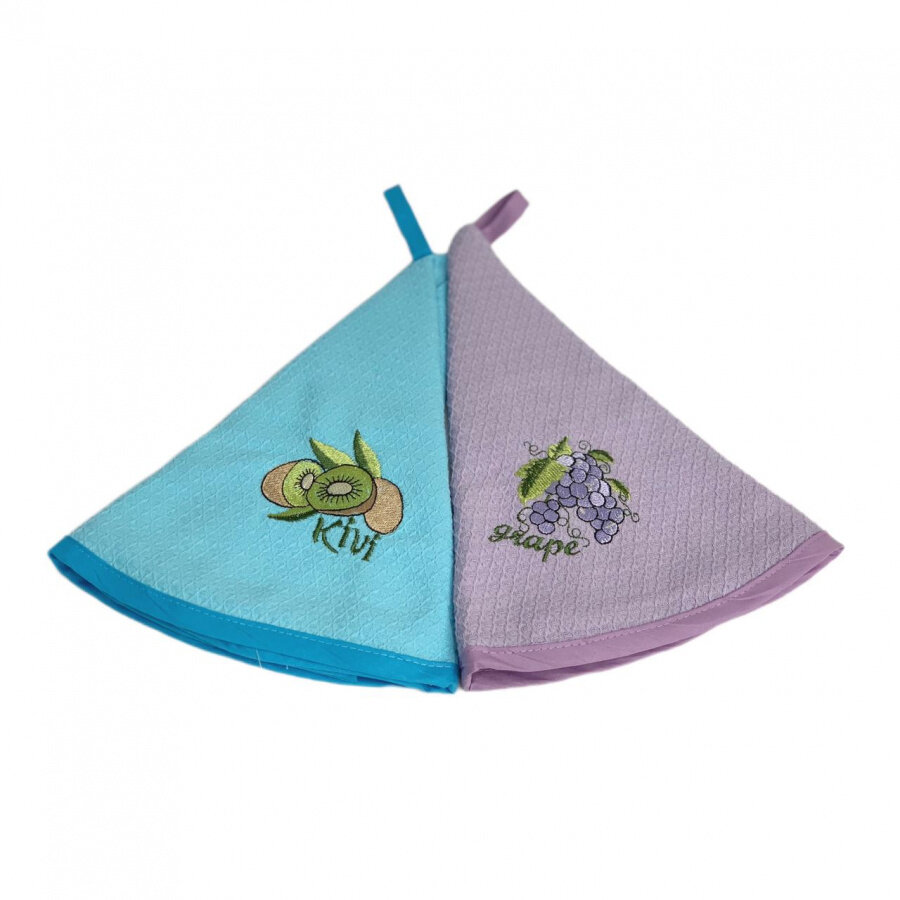 Набор круглых вафельных полотенец 60x60 (2 шт) 775 Виноград-Киви V2 Nilteks (бирюзовый-сиреневый), Комплект полотенец