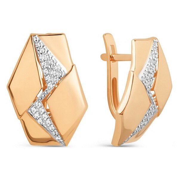 Серьги, красное золото, 585 проба, фианит