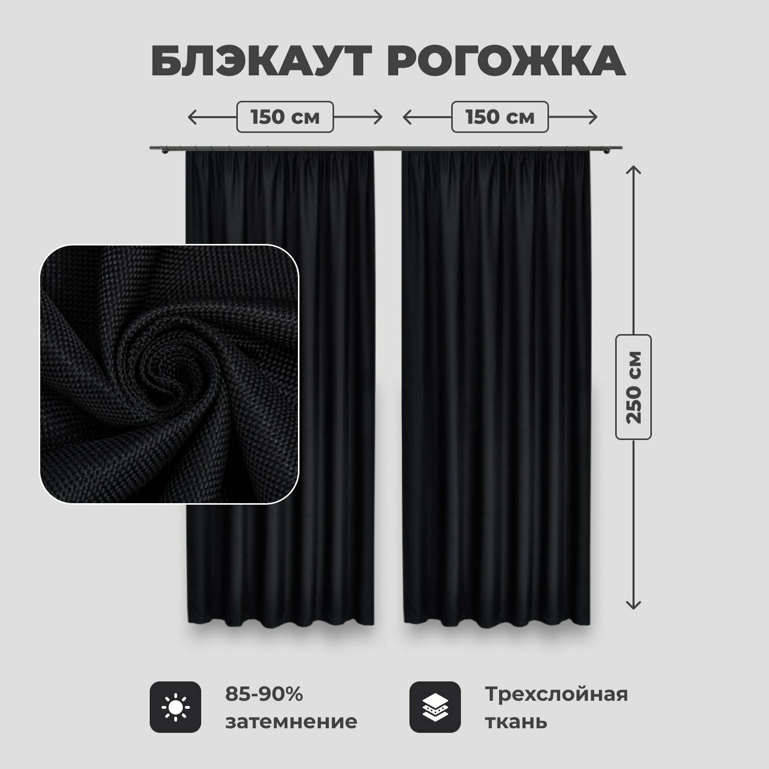 Шторы комнатные SHTORA.LAND 150 x 250 см
