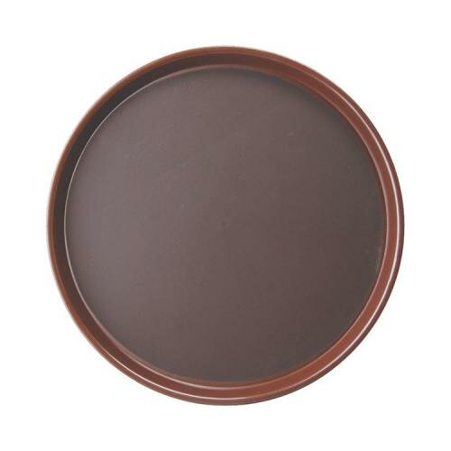 Поднос прорезиненный круглый "Проотель", полипроп, диаметр 35,5см, коричнев.