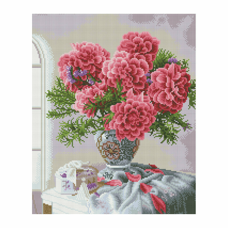 Алмазная мозаика ТРИ совы "Букет в вазе", 40*50см, холст, картонная коробка с пластиковой ручкой, 360891