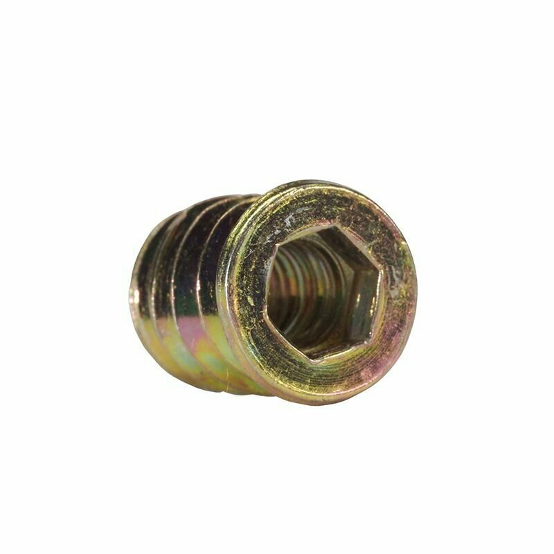 Резьбовая втулка мебельная стальная оцинкованная с бортиком M6 L15, 100 шт. Woodwork 990.06.15