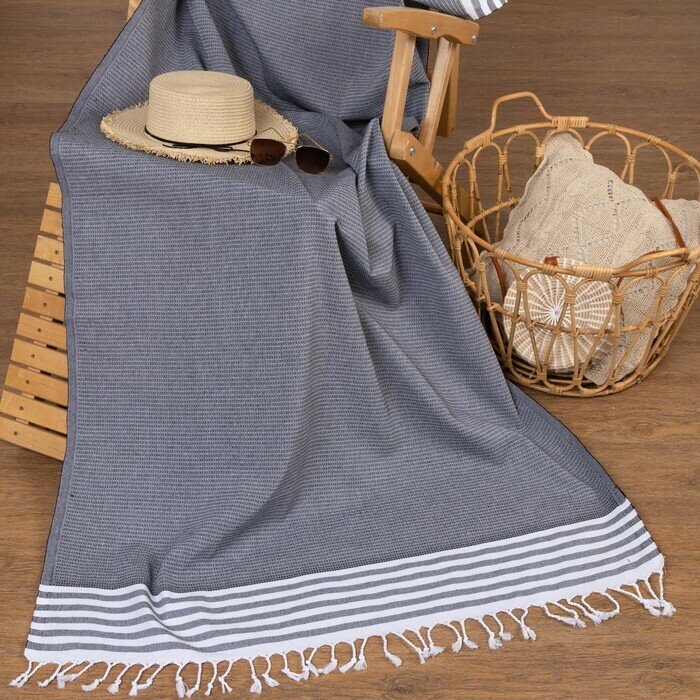 Полотенце-пештемаль LoveLife пляжное, Waffle, 100х180 см, 100% хлопок, 211 г/м2, серое