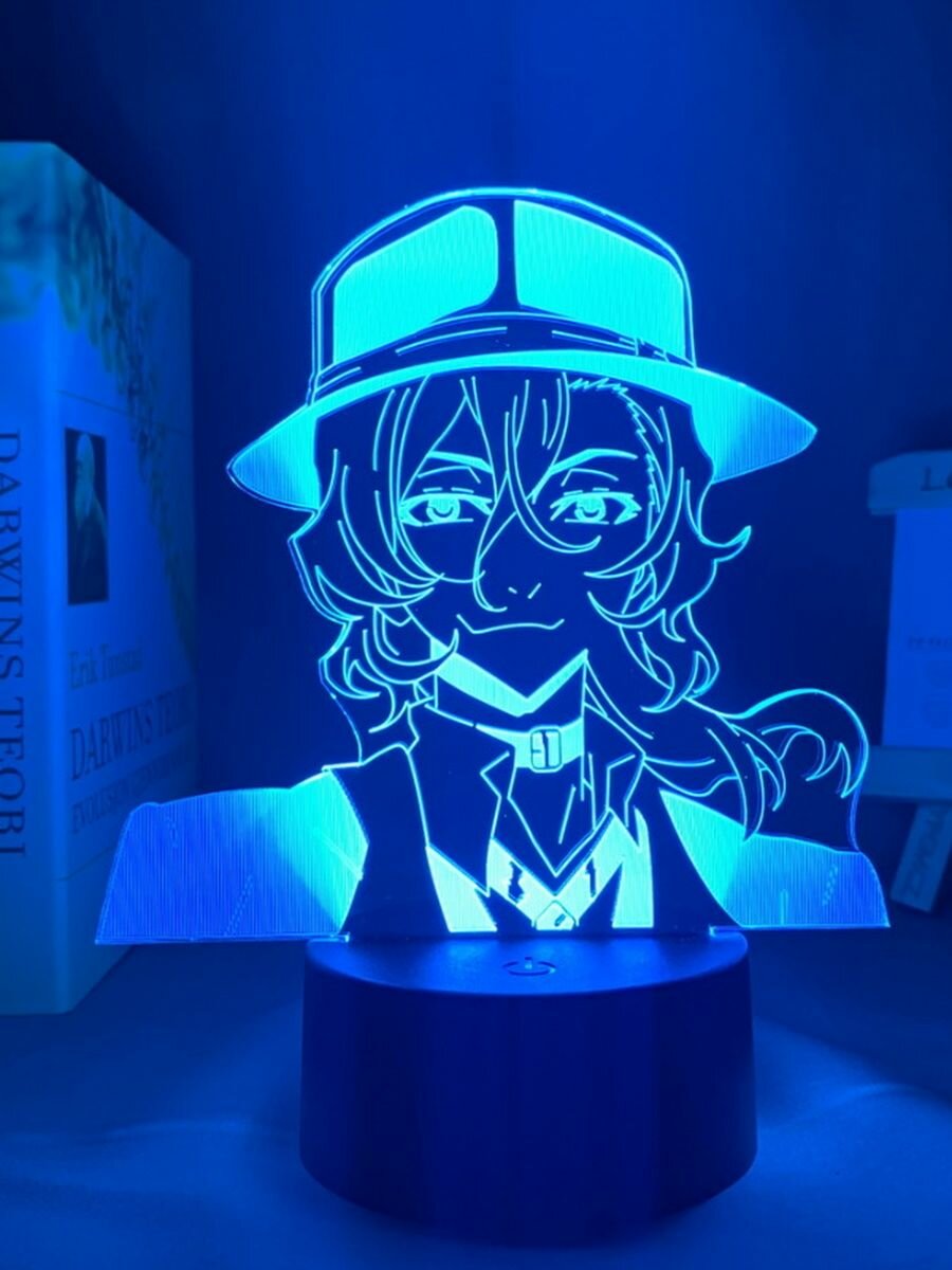 Ночник Аниме Великий из Бродячих Псов - Anime Bungo stray dogs. Подарок фанату аниме и манги — декор в комнату с любимыми персонажами, в стиле отаку и японской анимации.