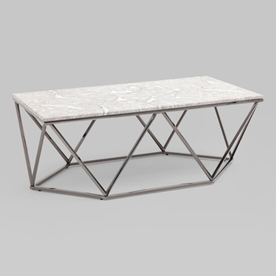 Столик журнальный Stool Group Авалон 122*66, серый мрамор, сталь темный хром