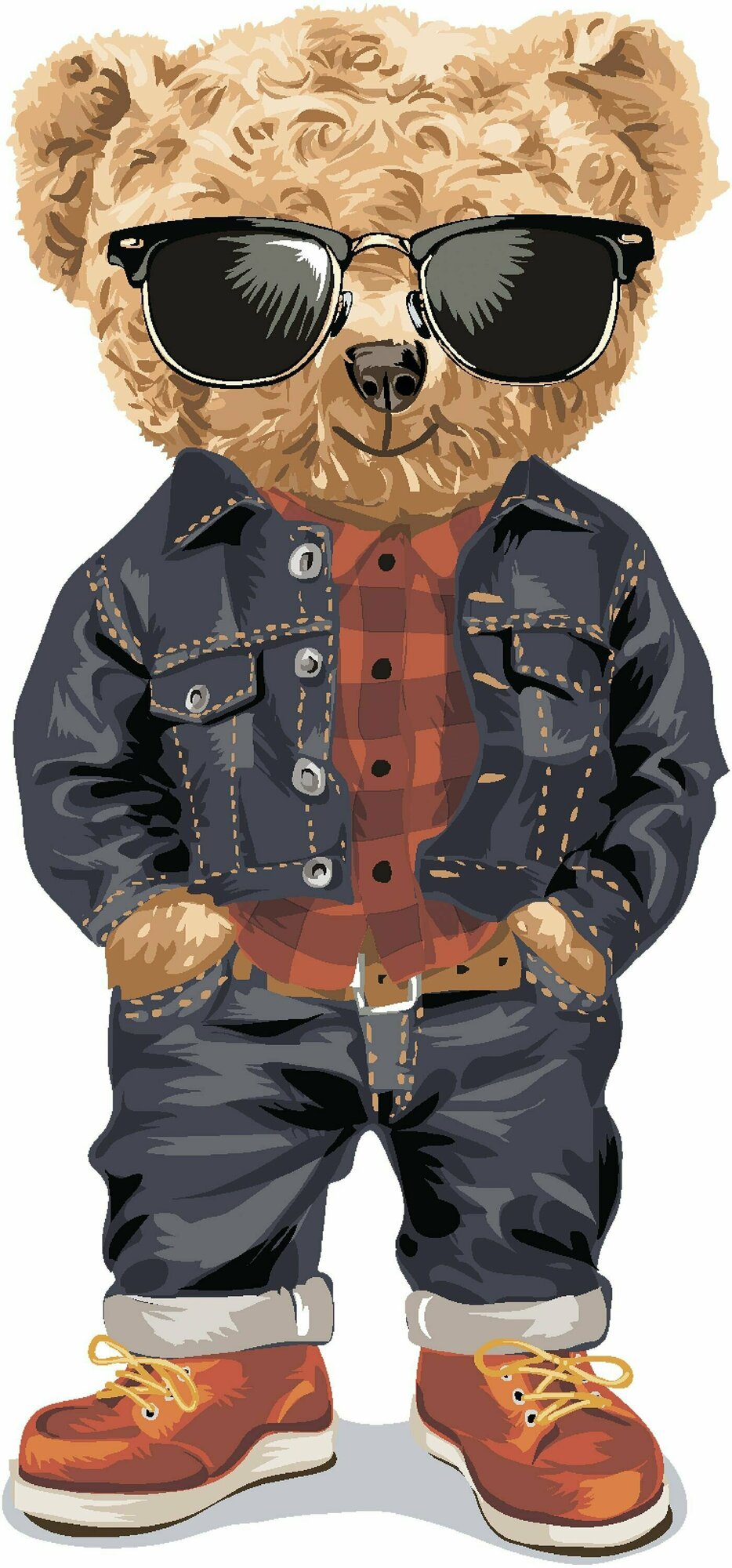 Термонаклейка для одежды "Мишка в джинсе", термотрансфер, 9,5х20 см