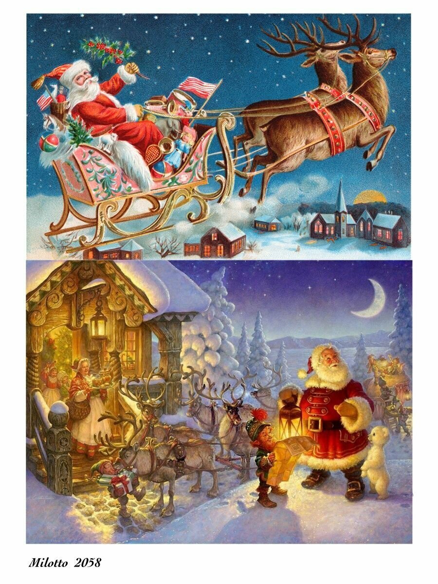 Декупажная карта А4 рисовая бумага новогодняя арт2058