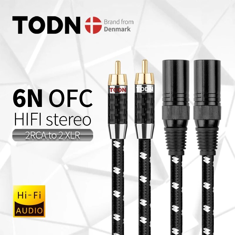 Todn аудиокабель 2RCA-2XLR male XLR plug, 1 м