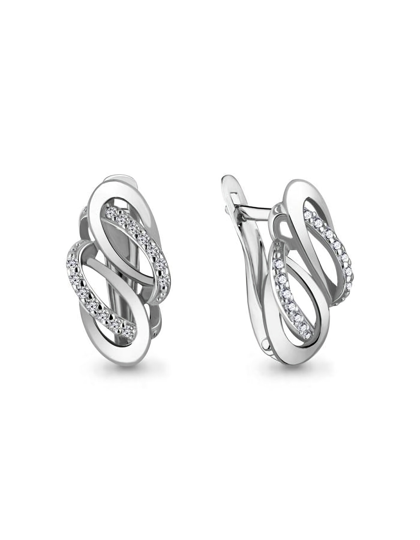 Серьги, серебро, 925 проба, родирование, фианит