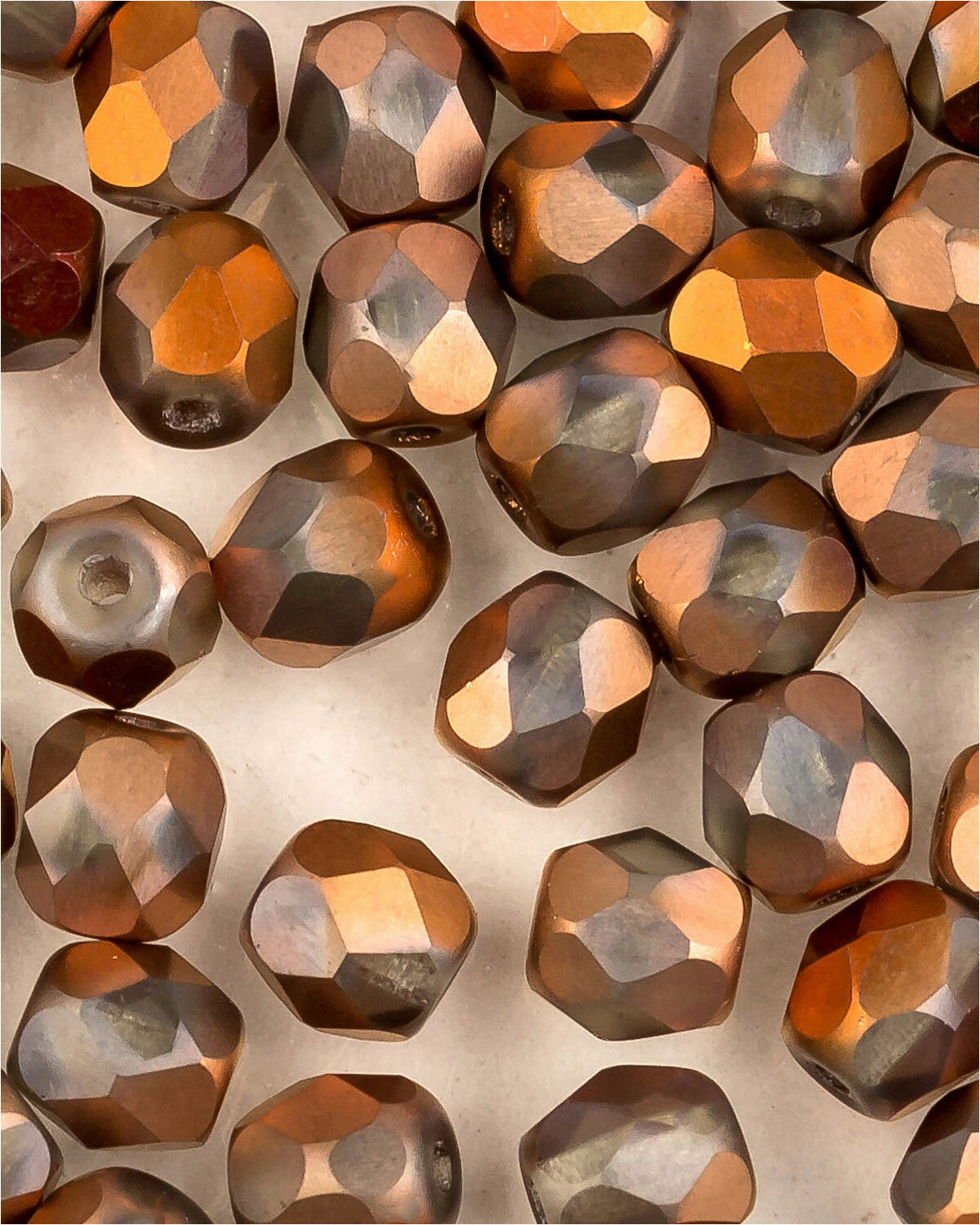 Стеклянные чешские бусины, граненые круглые, Fire polished, 4 мм, цвет Crystal Sunset Full Matted, 100 шт.