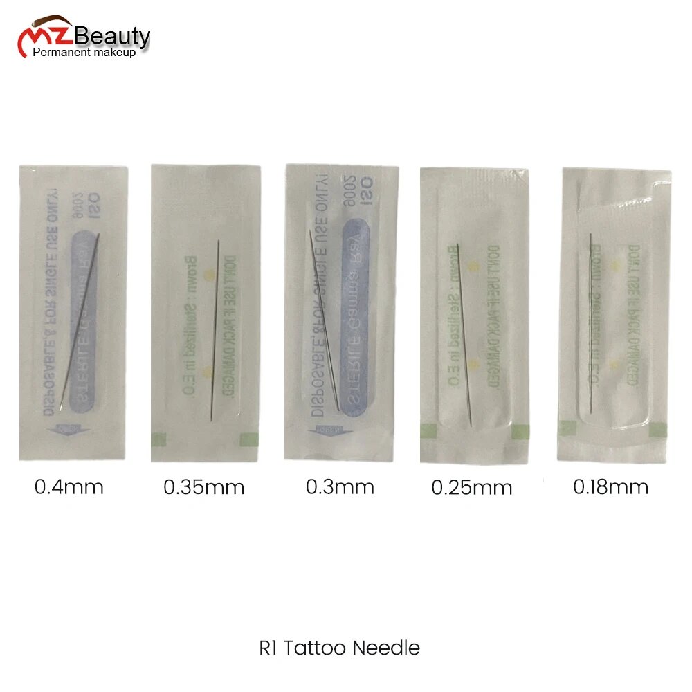 Одноразовые иглы MZ Beauty R1Tattoo 1RL для татуажа 0,3 мм 0,35 мм 0,4 0.25 mm, 50 PCS