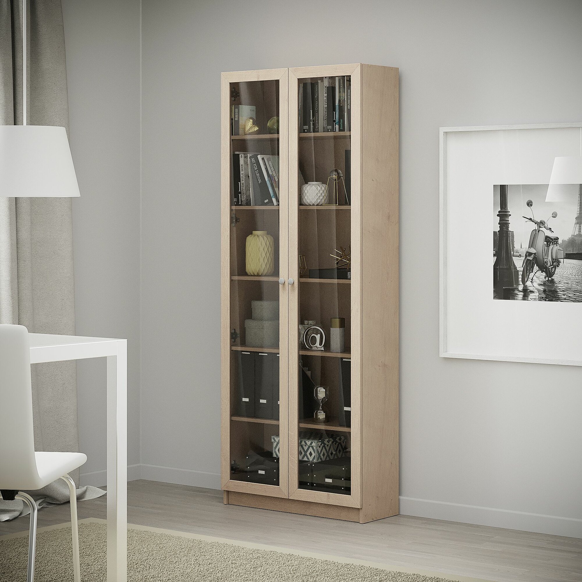 Стеллаж, 90х40х210см, напольный Барни 20 С полками, Для книг, Деревянный, ЛДСП дуб сонома светлый, FRESH мебель