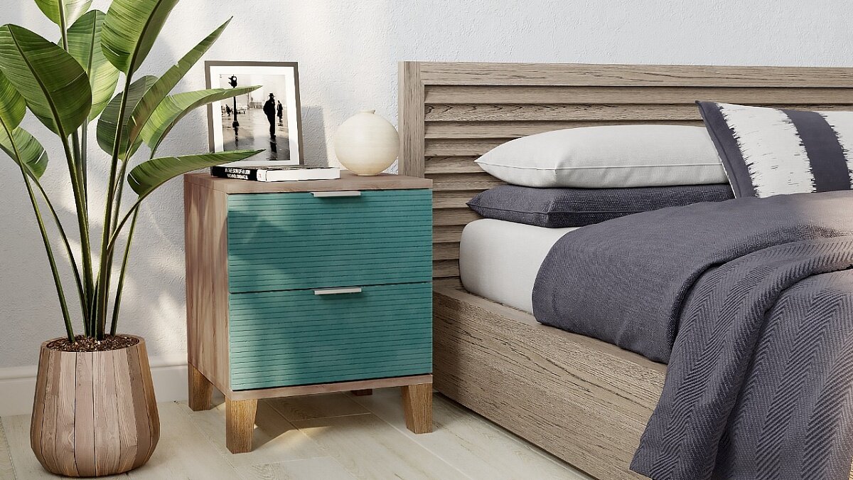 Тумба прикроватная МебельЛэнд24 Марвин Йорк Аквамарин 50x40x50 синий напольная