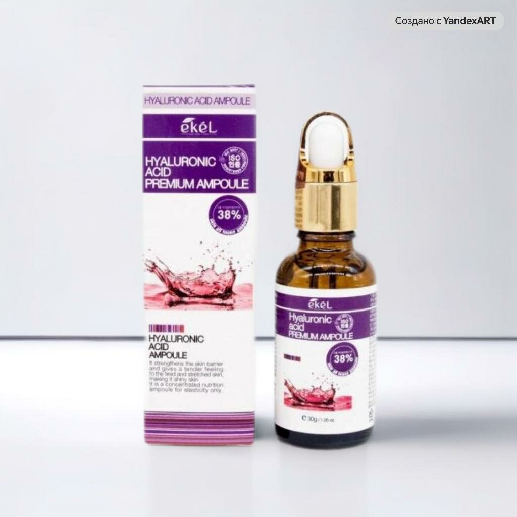 Ампульная сыворотка для лица Ekel с гиалуроновой кислотой 30 гр / Корейская женская косметика против морщин, угревая сыпь / Уход за лицом и кожей / Лифтинг-эффект / Под макияж / Омолаживающий