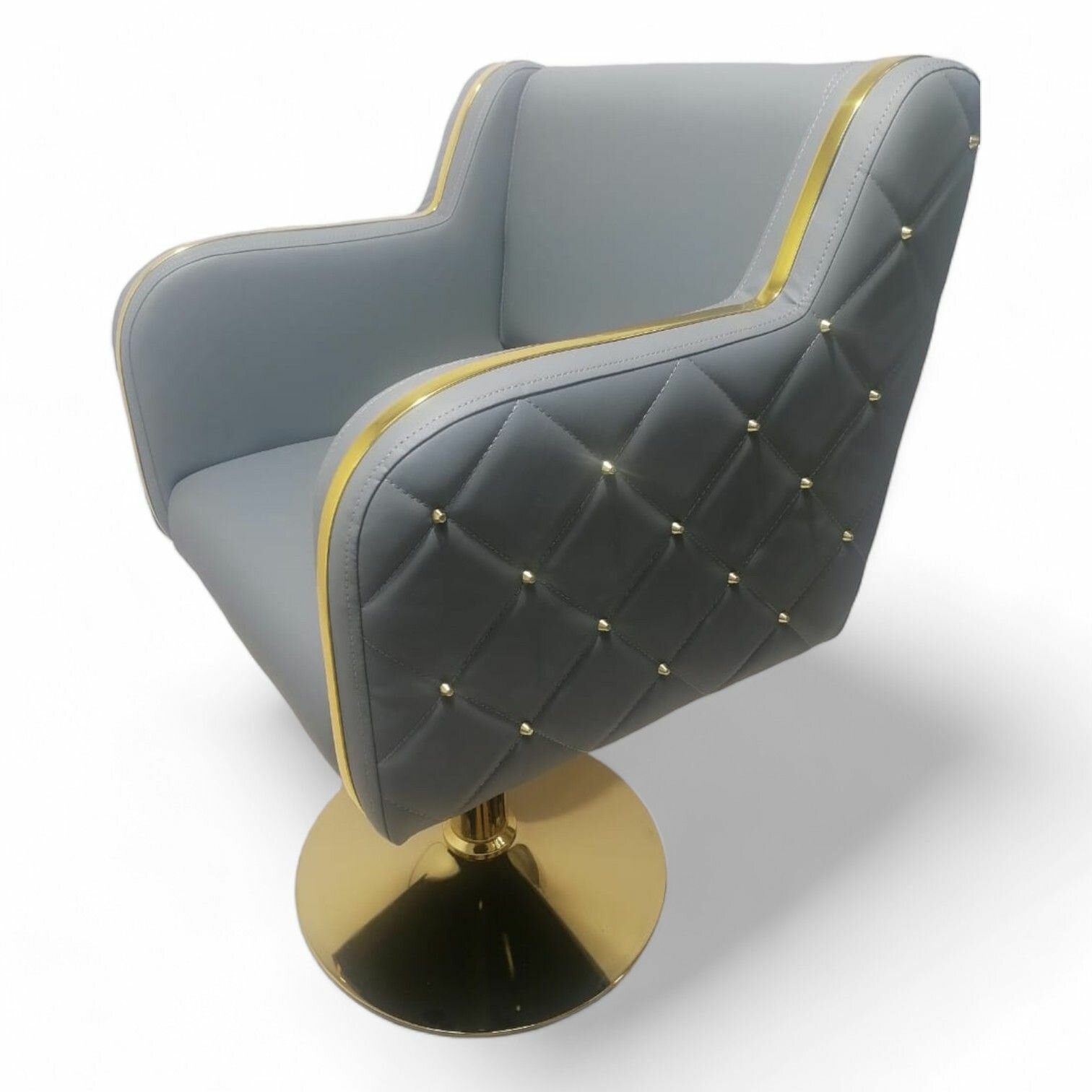 Парикмахерское кресло "Синди" Серый Диск золотой