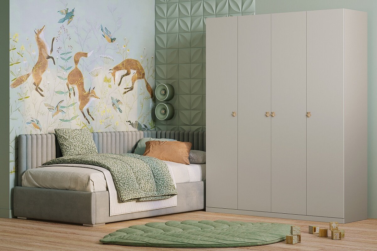 Шкаф распашной МебельЛэнд24 Скарабей Mini - 4 Кашемир 180x52x210 бежевый для одежды четырехдверный