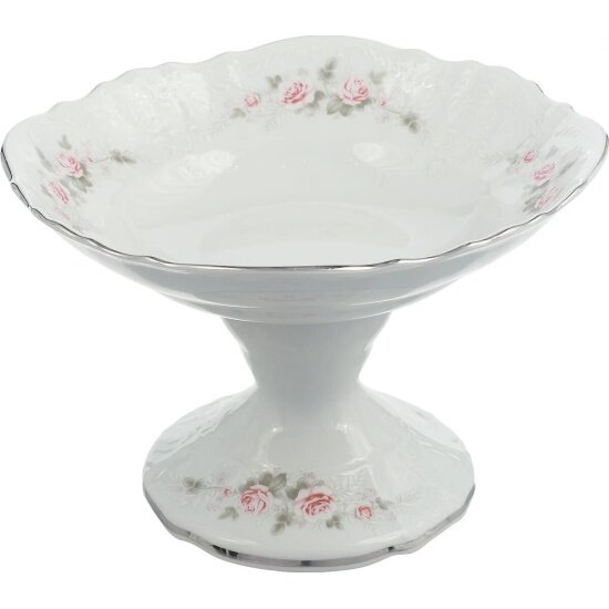 Салатник на ножке Bernadotte "Бледные розы отводка платина" 25 см