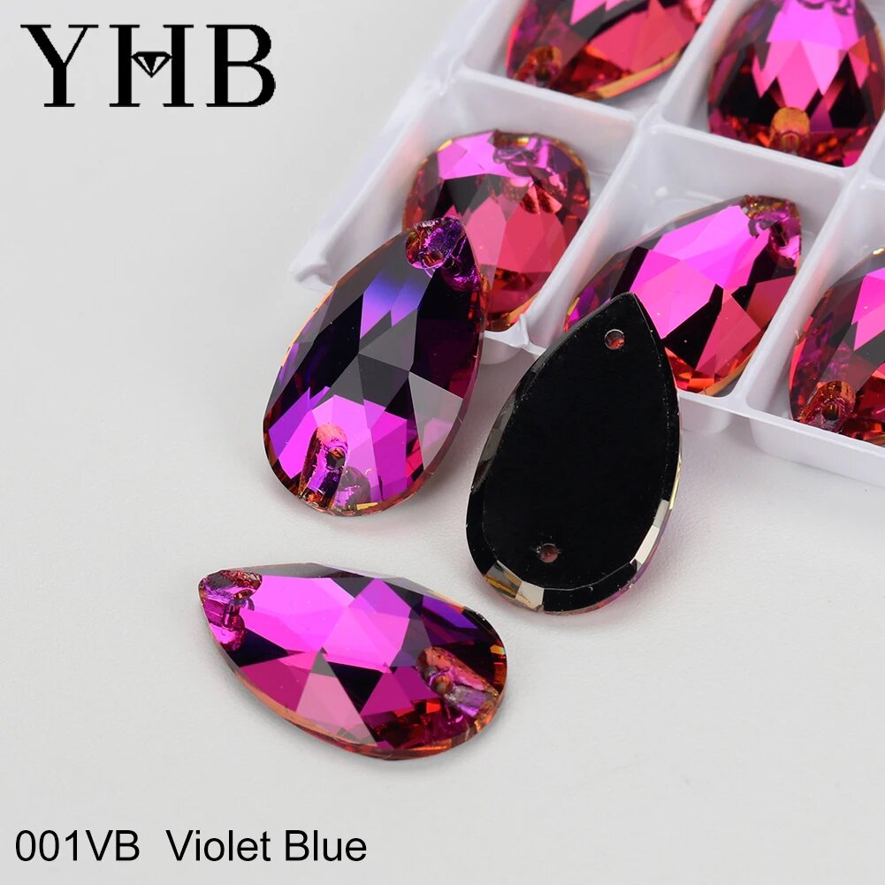 Стразы YHB фиолетовые 7мм/12мм, 72шт, 001VB Violet Blue