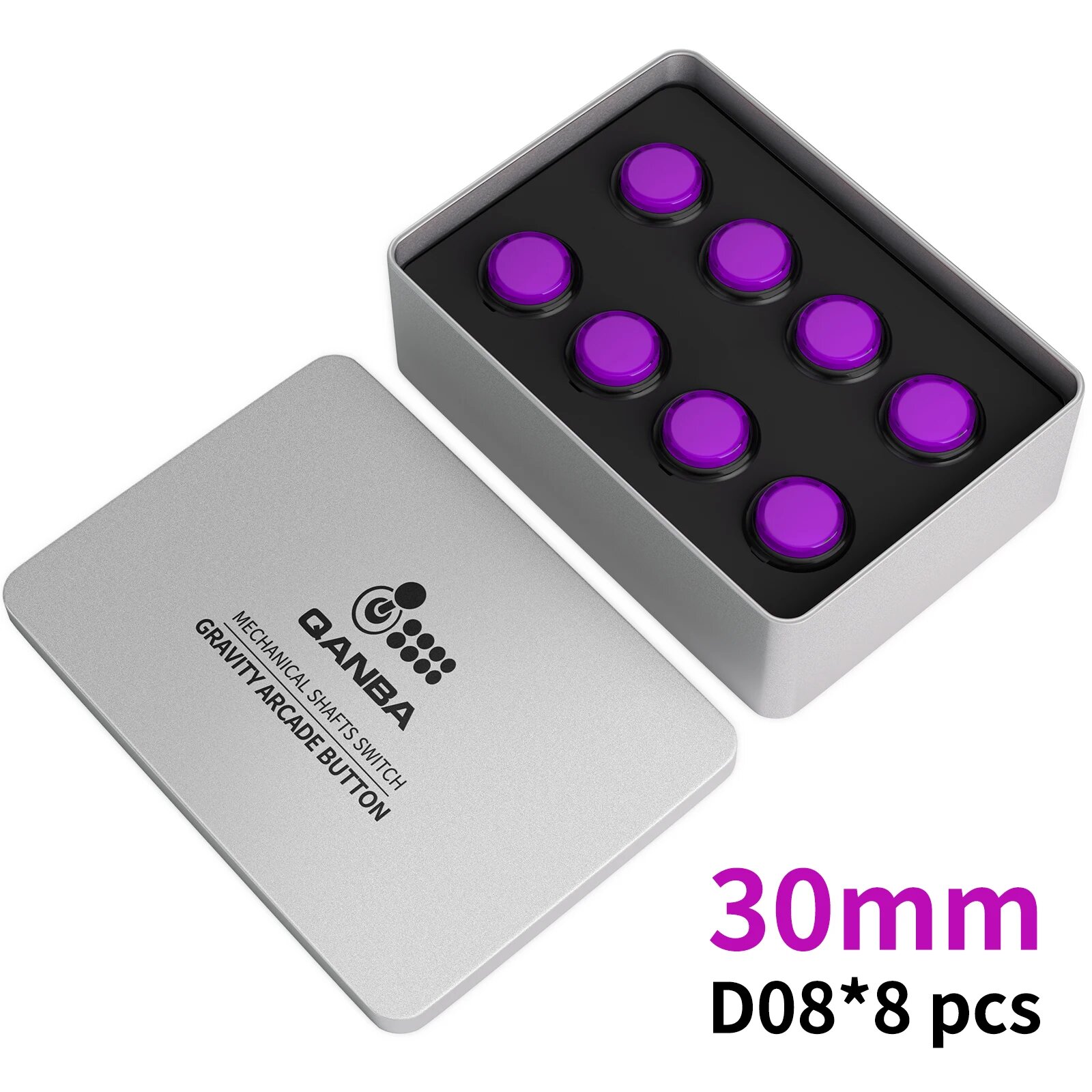 Qanba Gravity KS кнопки для аркады, Black Violet D08, 8 шт