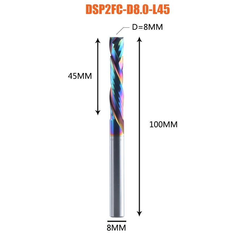 DREANIQUE спиральная твердосплавная фреза для дерева 4 мм DSP2FC-D8.0-L45