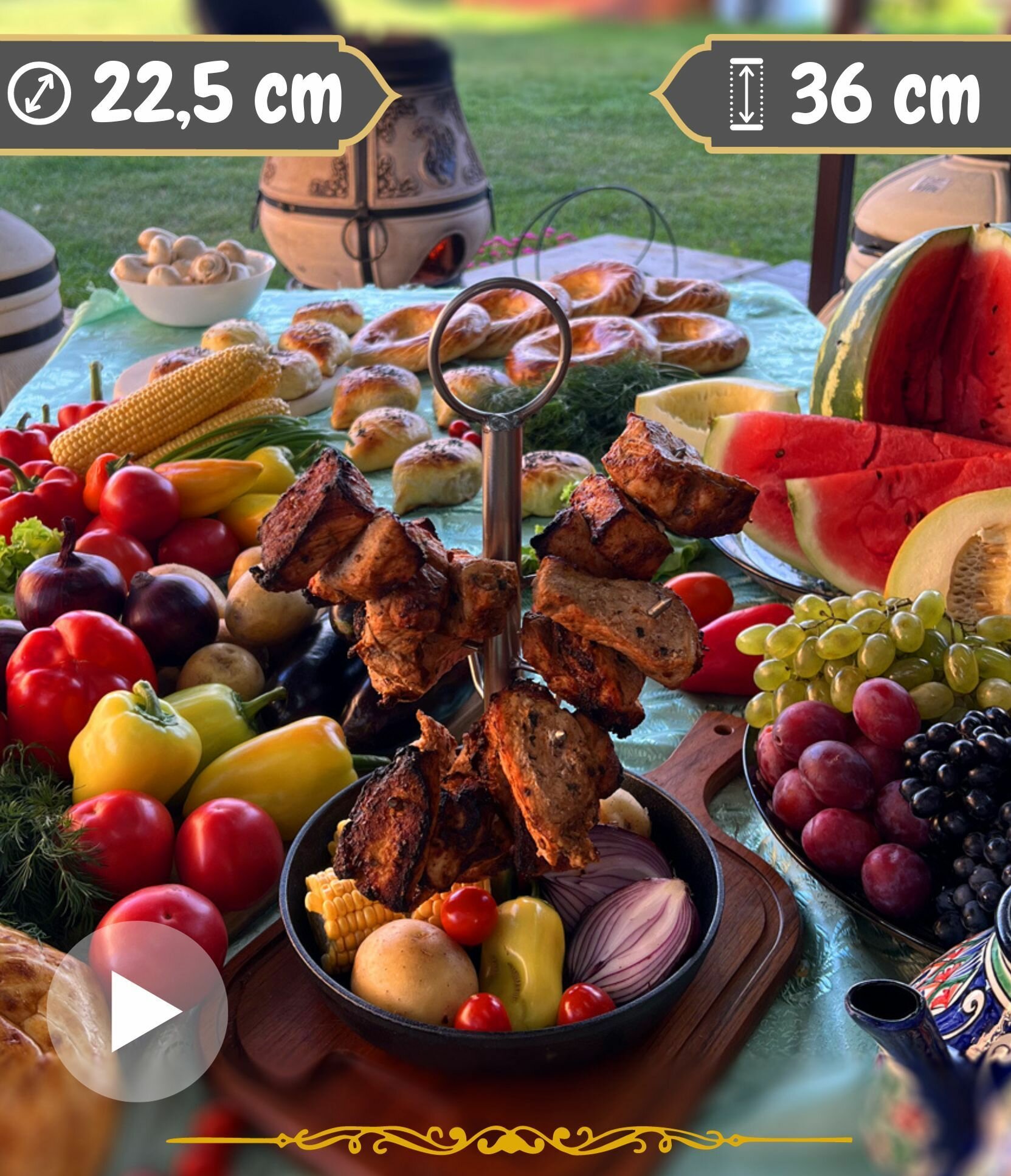 Ёлочка для тандыра диаметр 22,5 см. чугунная сковорода