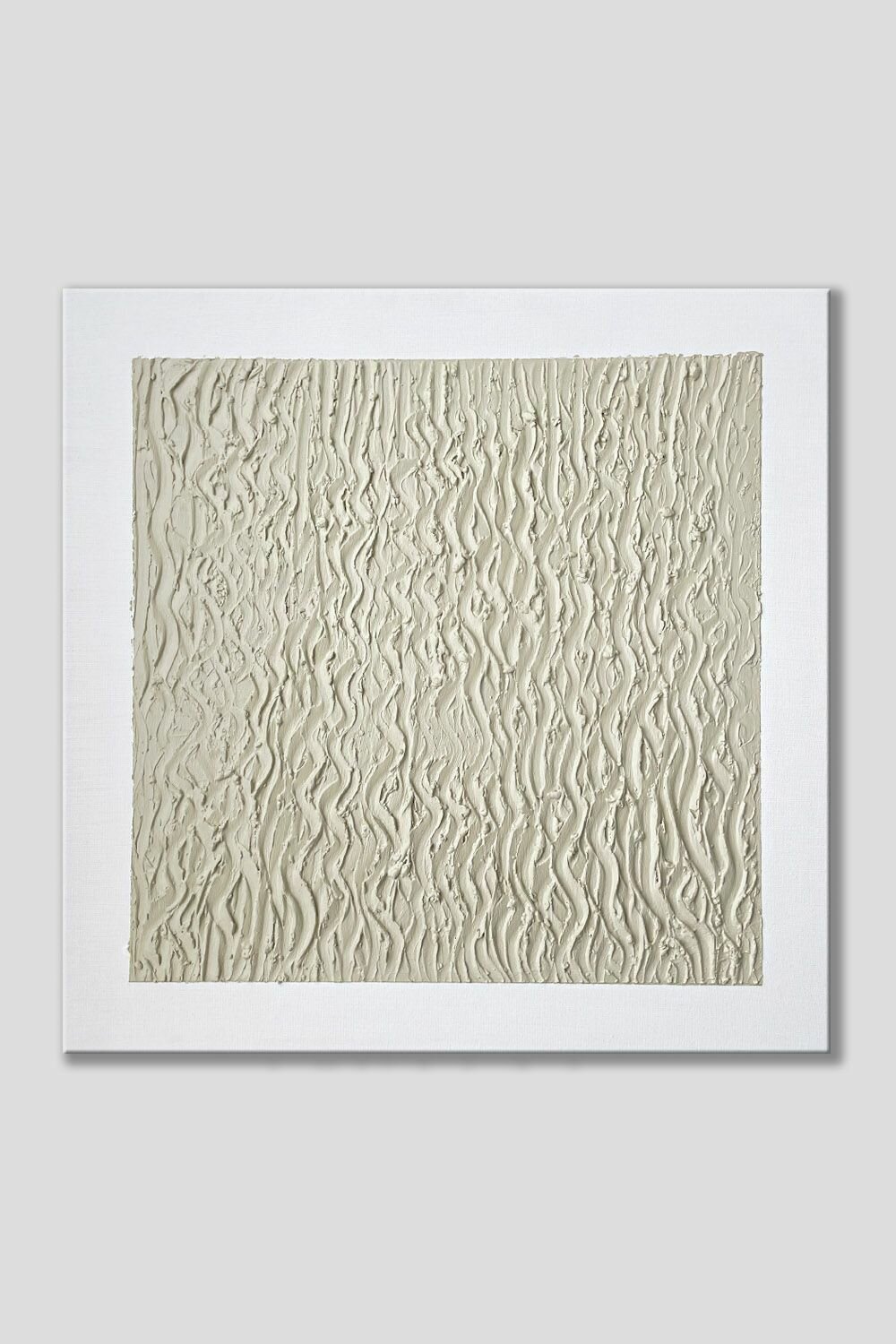 Картина на холсте ручной работы квадратная DECORMARKT Бежевые Штрихи №1, 50х50 см