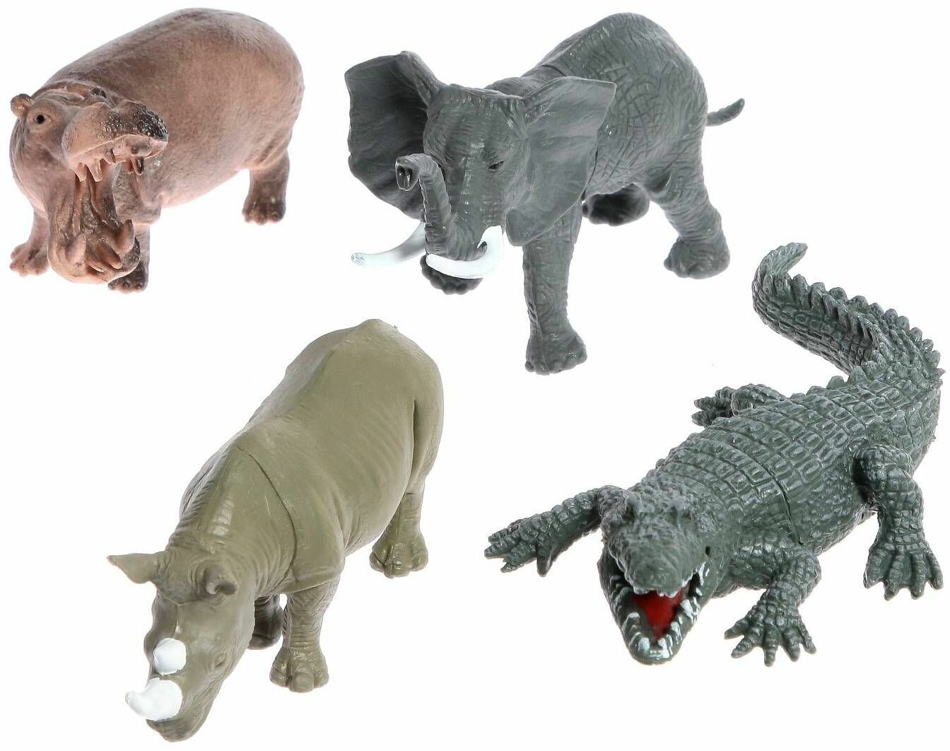 Фигурки животных "Звери Африки" для сюжетно-ролевых игр, развивающий набор реалистичных пластиковых игрушек для детей, 4 фигурки