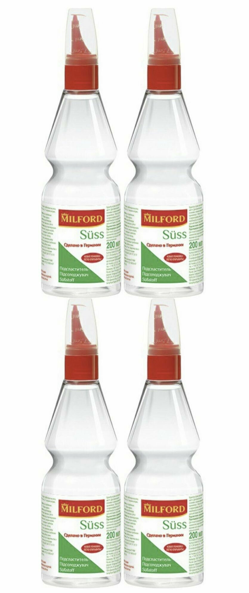 Подсластитель Milford Suss заменитель сахара жидкий, 200мл х 4 шт.