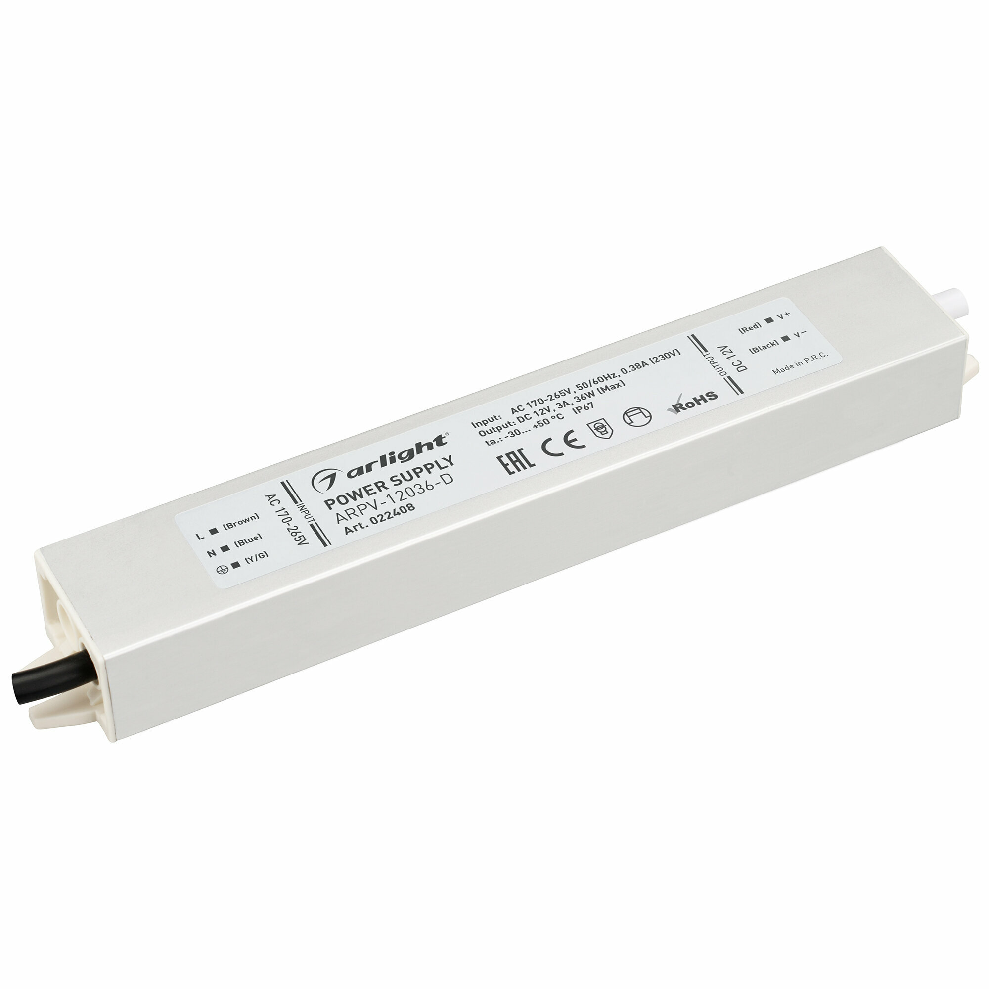 Блок питания (AC-DC) 12V 36W 022408 ARPV-12036D герм IP67 металл