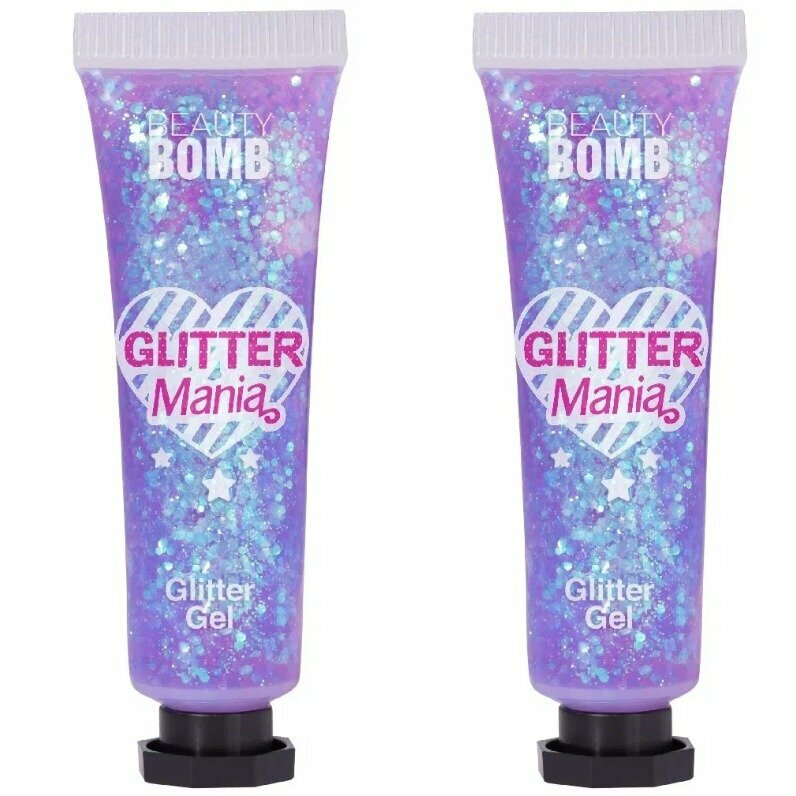 Глиттер гель для лица Beauty Bomb Glitter Mania, тон 04 Tomorrowland, 15мл, 2 шт