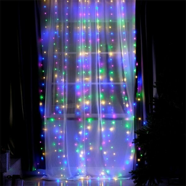 Гирлянда занавес RGB серебристая нить, 2,8х3 м, 300 LED Распродажа!