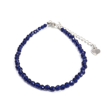 Браслет с алмазной огранкой из граненой шпинели, цвет синий (бусины по 2 мм, длина нити 18-22 см.), 1 шт.