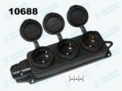 Розетка электрическая 3* на кабель с землей резиновая с крышкой TDM