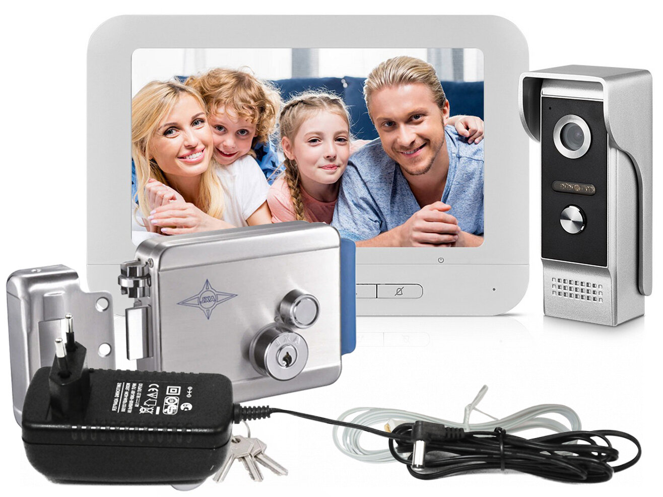 Набор: видеодомофон цветной EP-(7100) и замок AX091 (O47661OK) - электромеханический замок - замок на калитку с домофоном