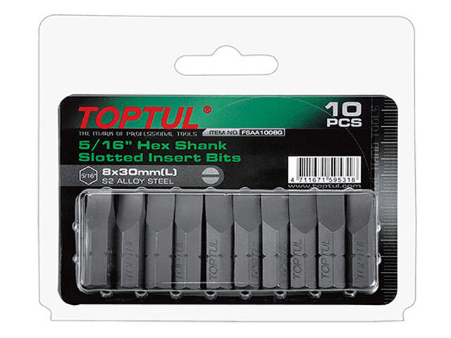 Насадка шлицевая 5/16" 1,2х6,5х30м 10шт блистер TOPTUL (FSAA106EG)