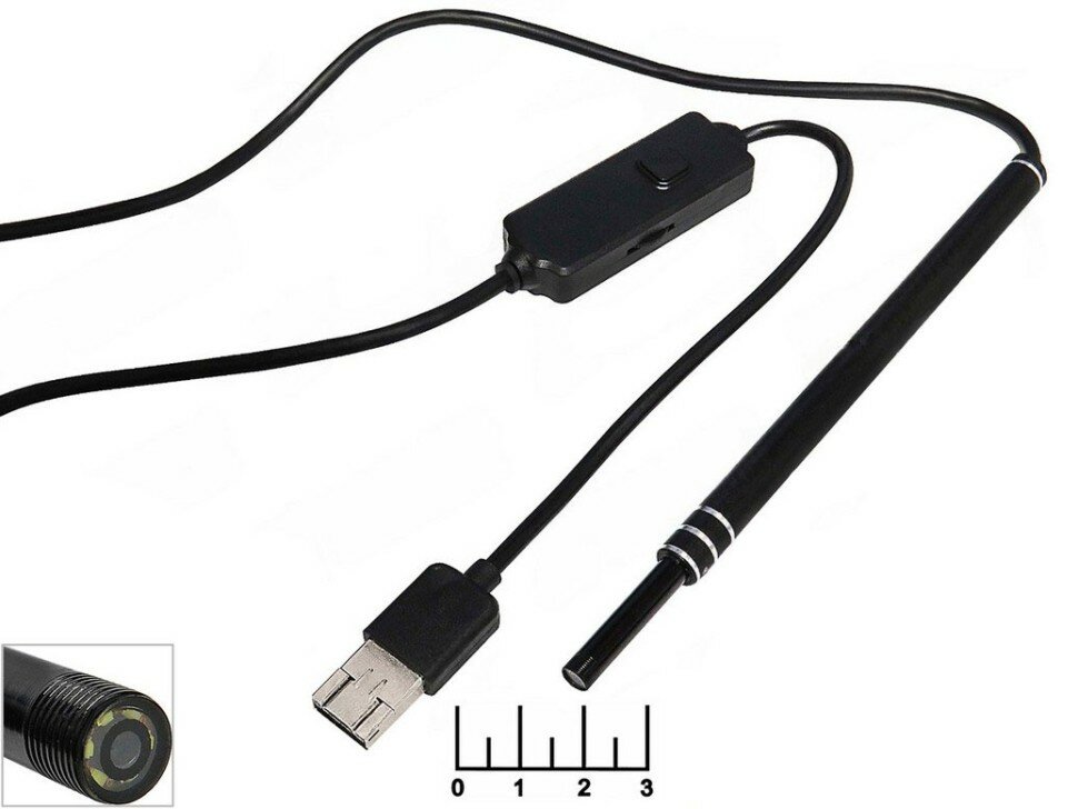 Видеокамера USB/micro USB инспекционная 6LED 5.5мм 1.5м эндоскоп