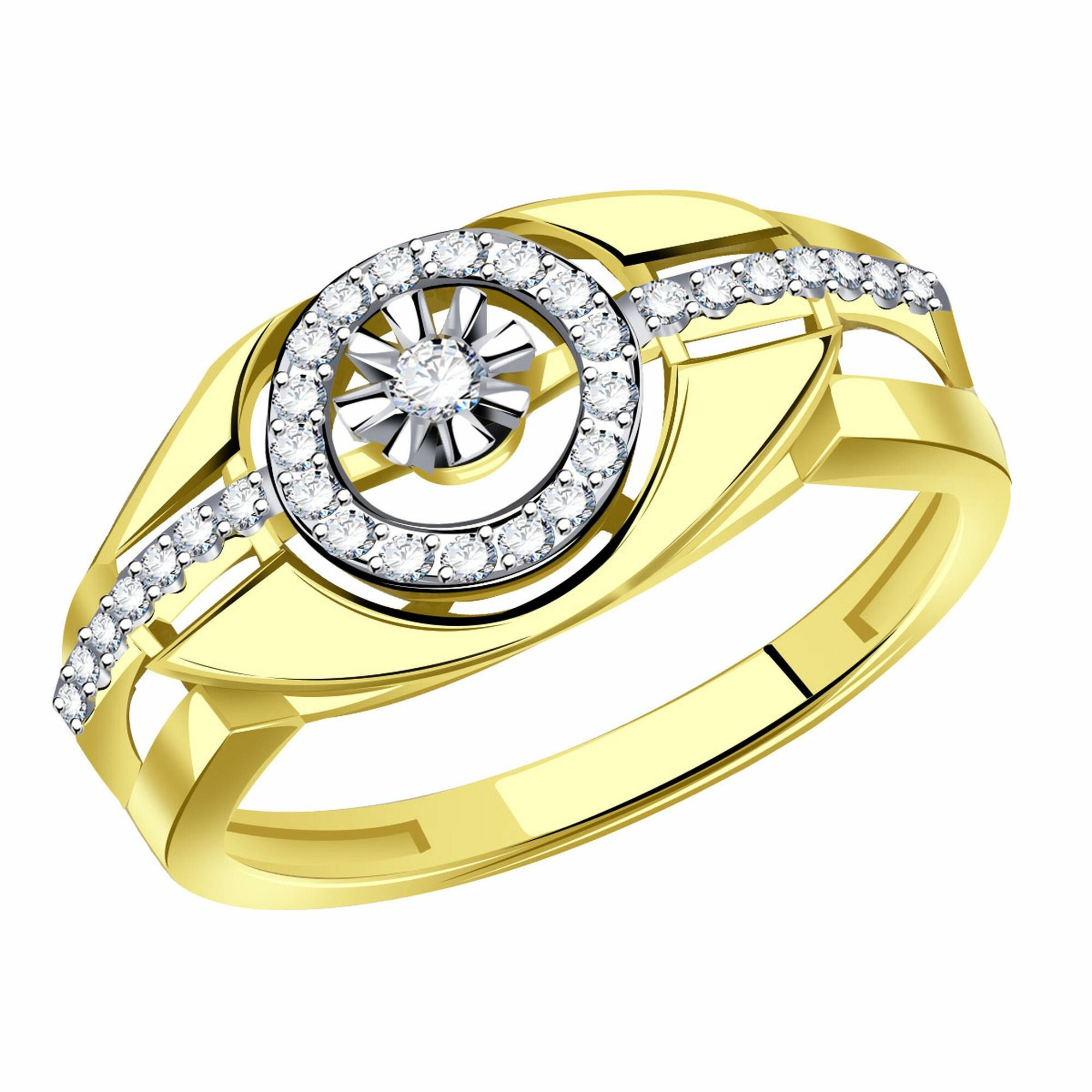 Кольцо, желтое золото, 585 проба, бриллиант