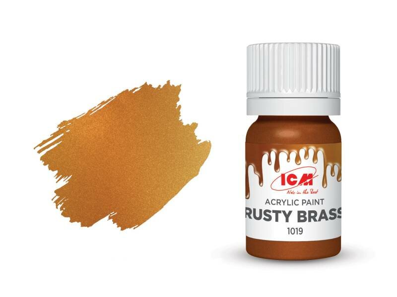 Акриловая краска ICM, цвет Ржавая латунь (Rusty Brass), 12 мл