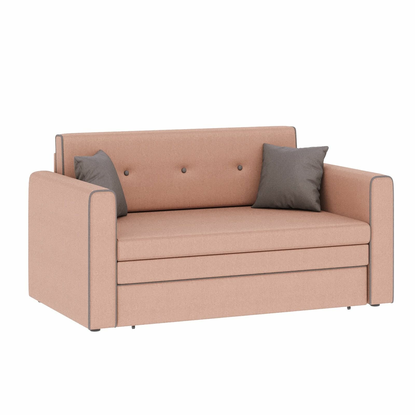 Диван-кровать Найс с выкатным механизмом в розовой рогожке, спальное место 120х195