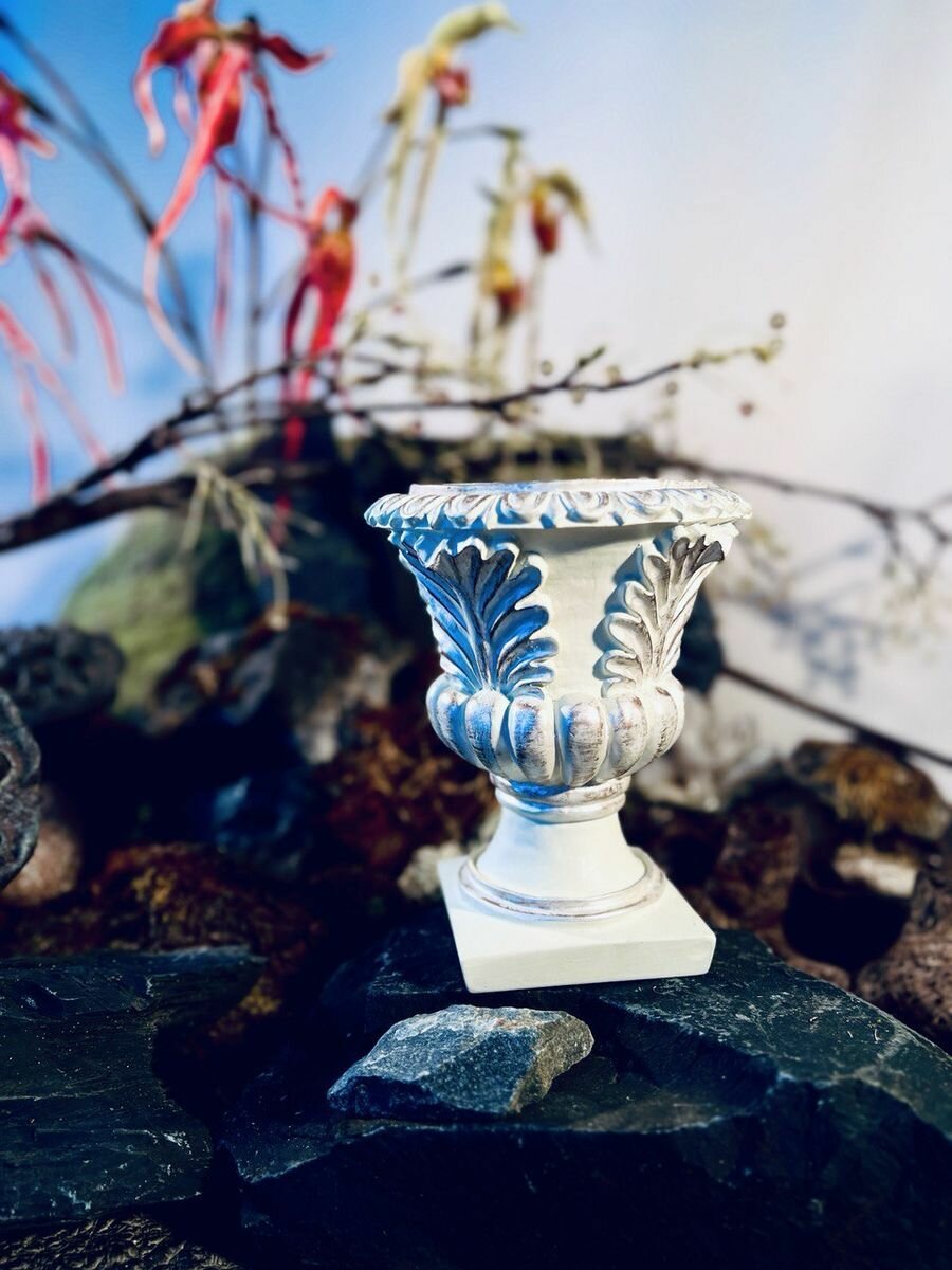 Вазочка для композиций Ajourele F-019-s, искусственный камень, настольная, винтажная, 15см