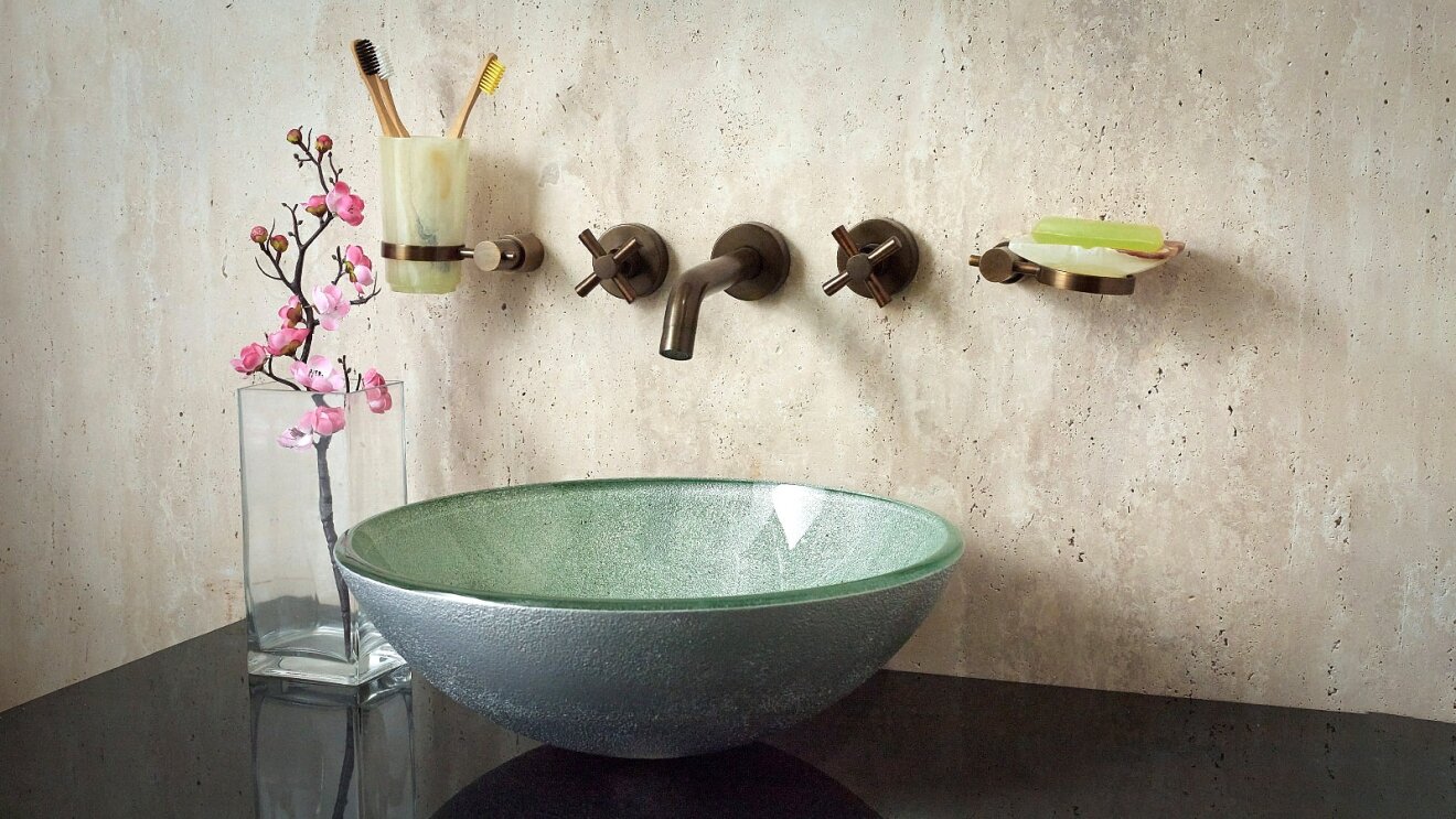 Круглая мойка из серебряного стекла Sfera 42×42×15 см 001725111