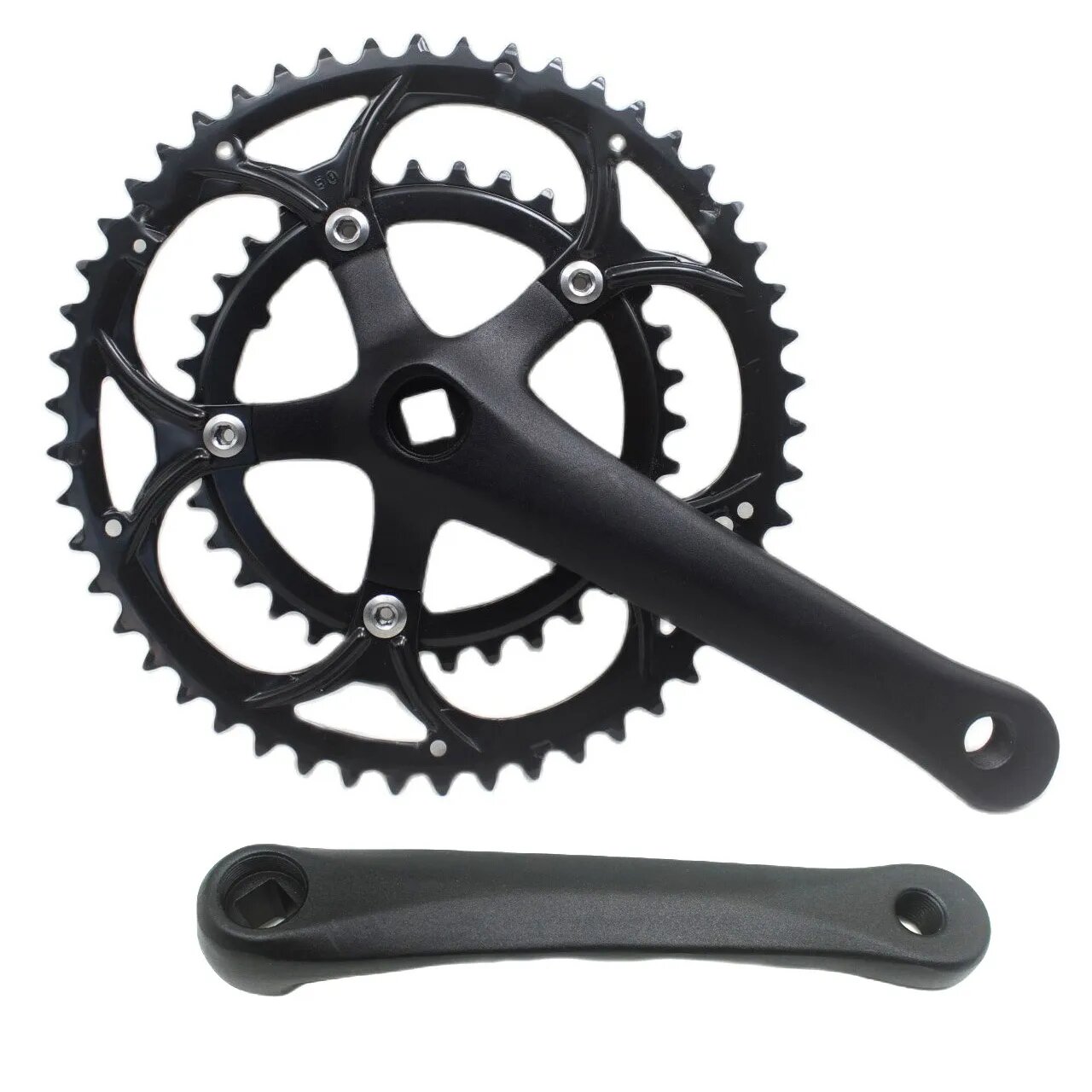 NowAct шатуны алюминиевые 50/34T для шоссейного велосипеда Черный, black matte