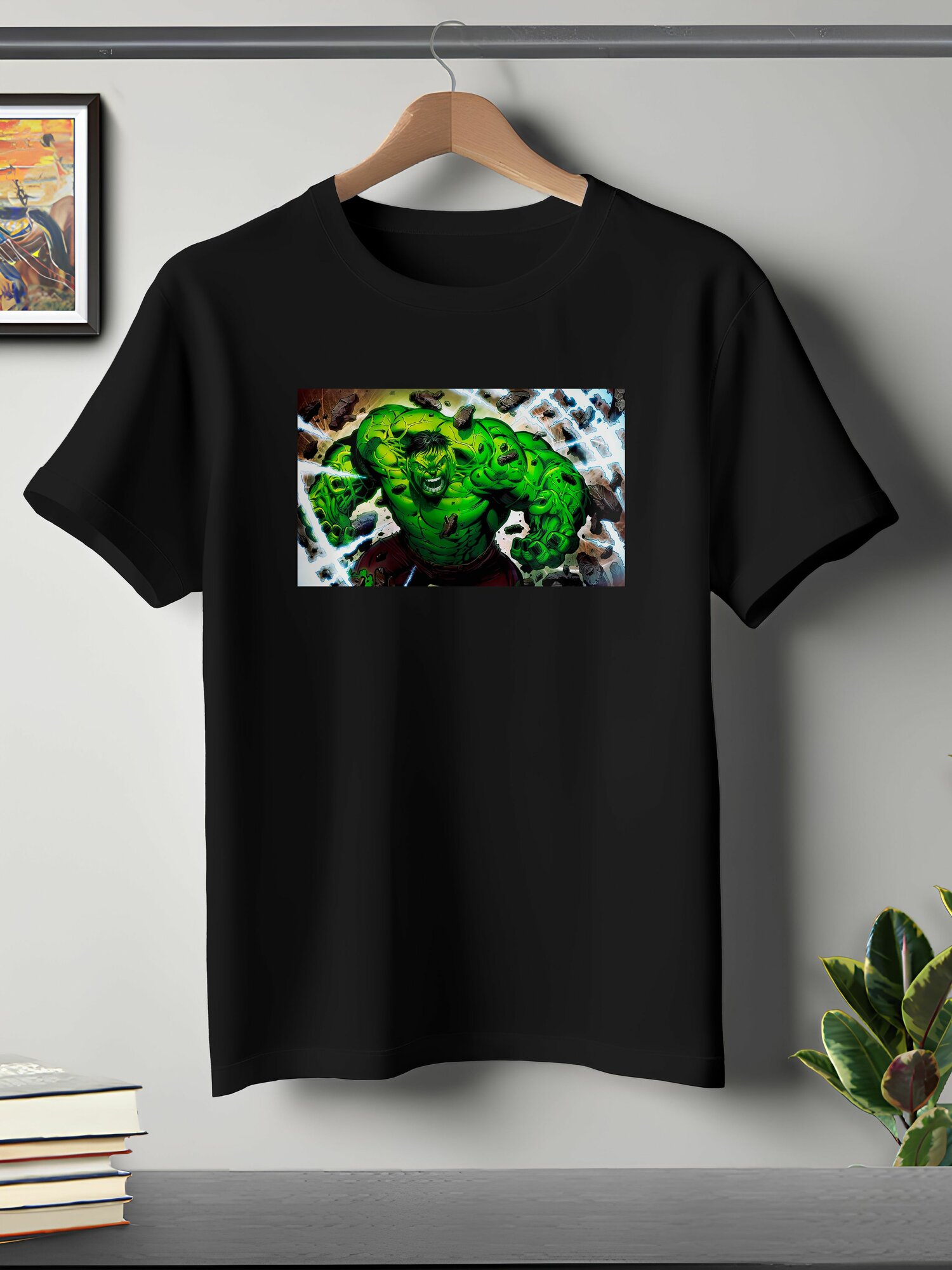 Футболка ONEQ унисекс 44-46 (S) размер с принтом Халк, черная