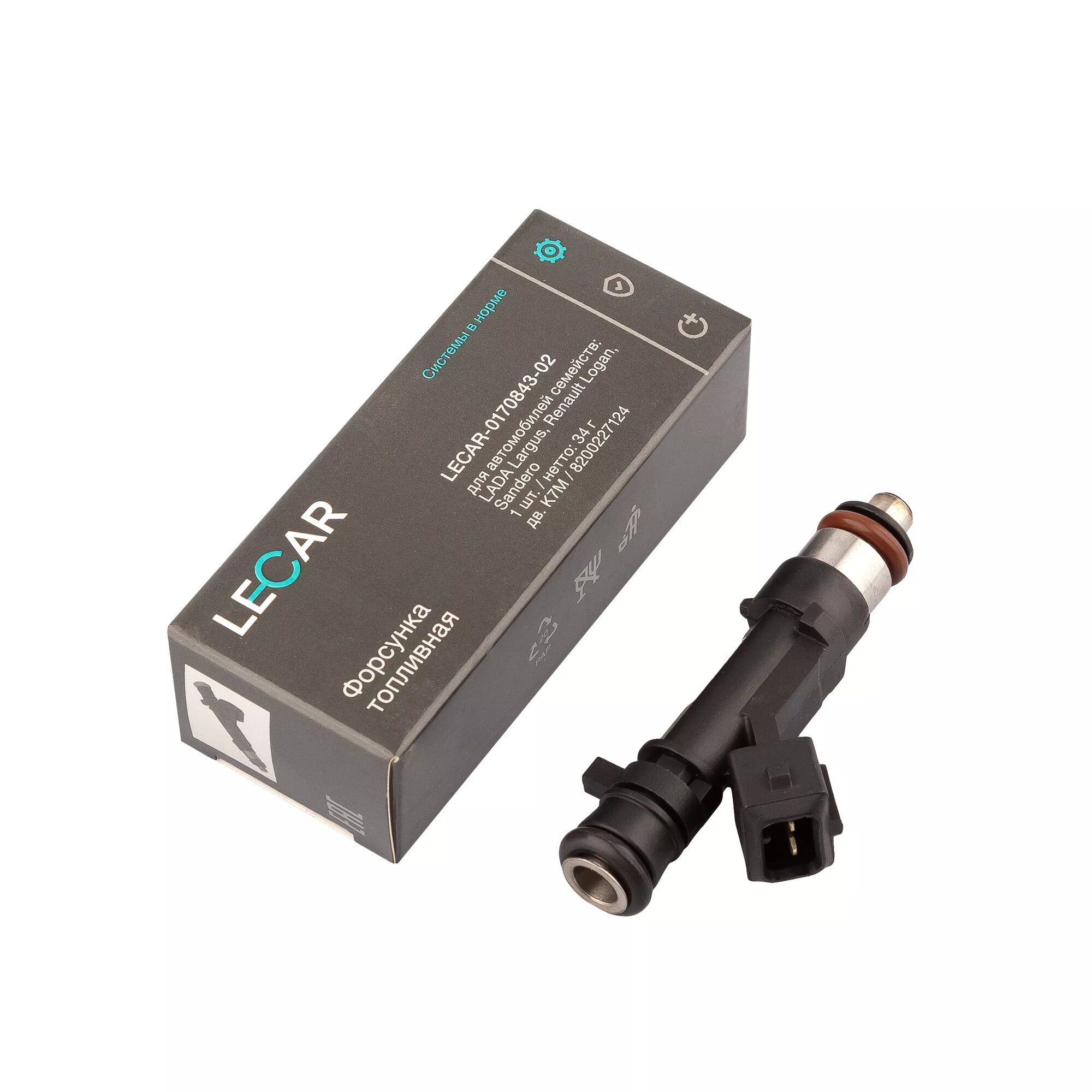 Форсунка топливная ВАЗ LADA Largus, RENAULT 8кл K7. ан. BOSCH 0280158034 (LECAR)